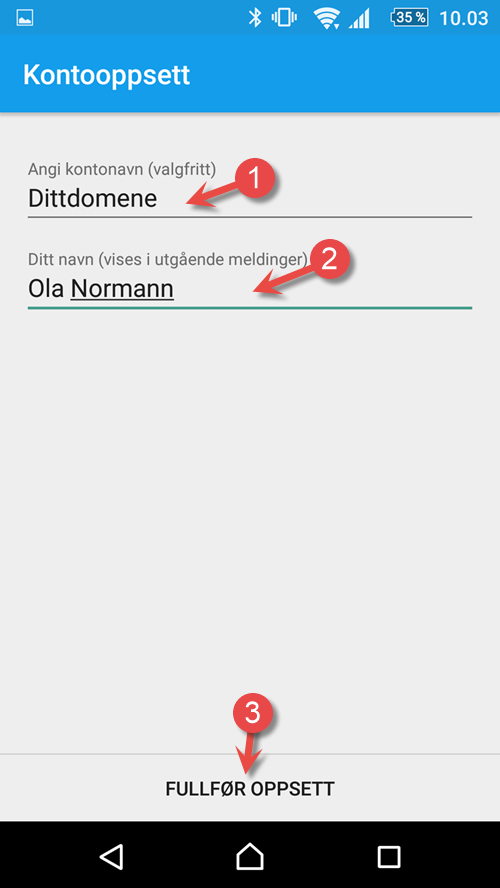 Oppsett av e-postkonto i Android - PRO ISP